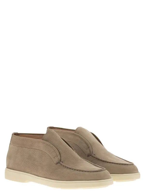 Santoni Tumbled Nubuck Desert Boots - Cream