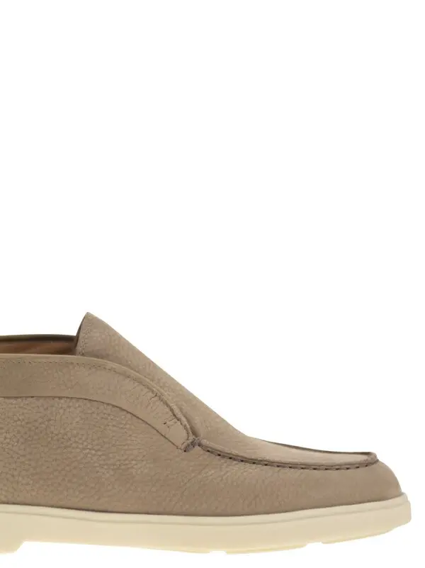 Santoni Tumbled Nubuck Desert Boots - Cream