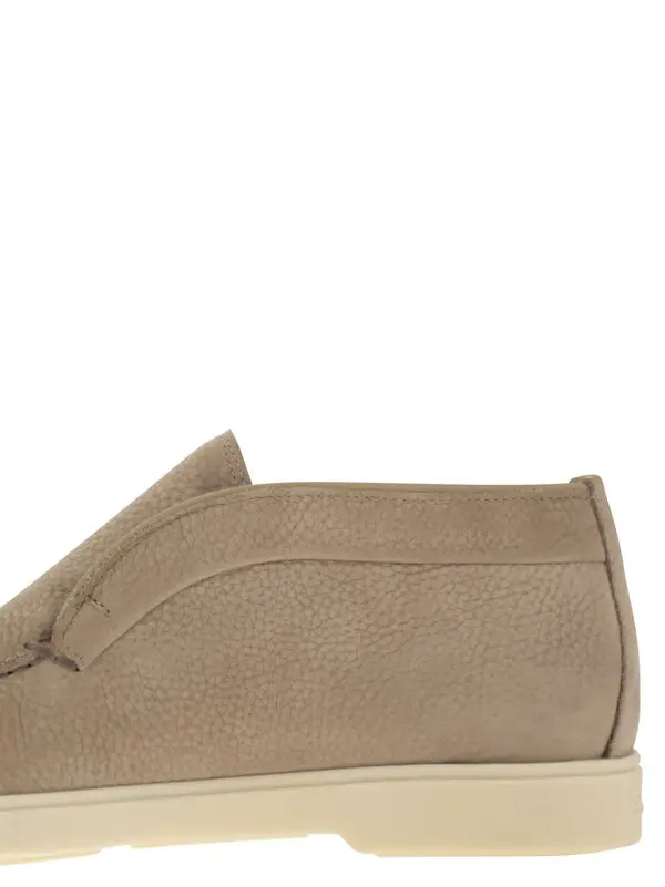 Santoni Tumbled Nubuck Desert Boots - Cream