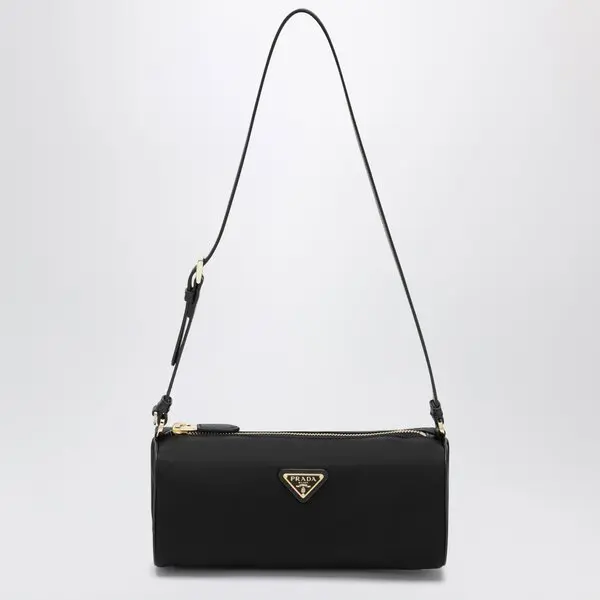 Prada Re-nylon Pouch With Leather Handle - Black