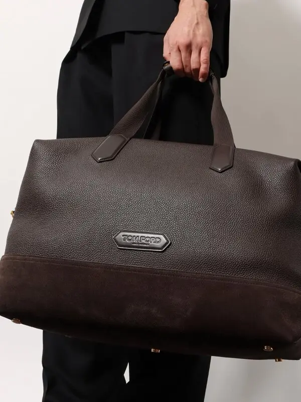 TOM FORD Leather Travel Bag With Suede Inserts