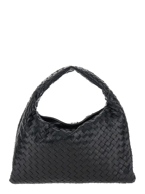 Bottega Veneta Shoulder Bag 'hop Piccola' With Intreccio Motif In Leather For - Black