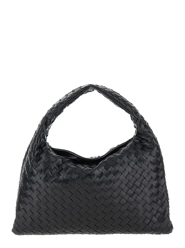 Bottega Veneta Shoulder Bag 'hop Piccola' With Intreccio Motif In Leather For - Black