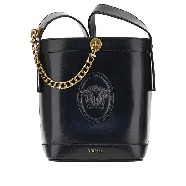 Versace Leather Bucket Bag With Medusa Patch