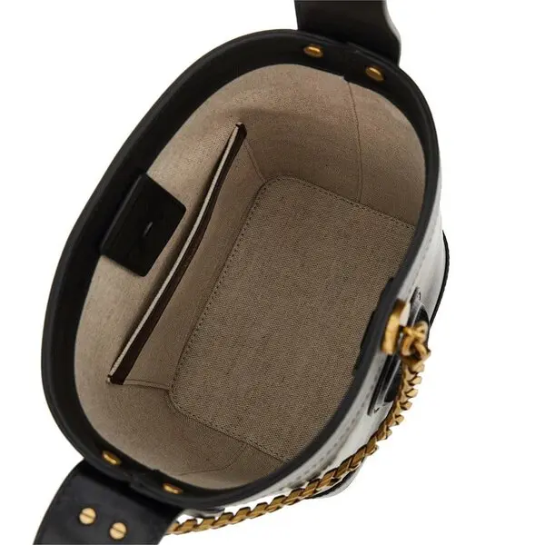 Versace Leather Bucket Bag With Medusa Patch - Black