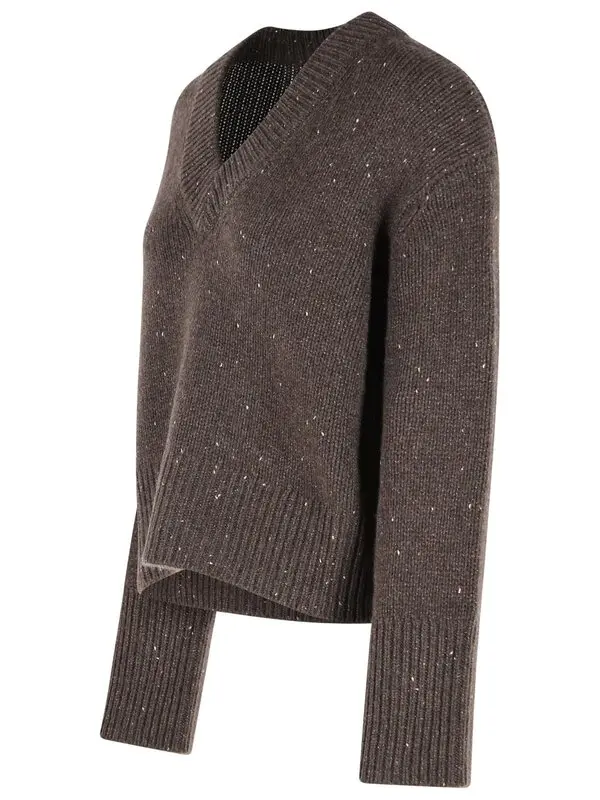 LISA YANG Anella Sparkly' Cocoa Cashmere Sweater