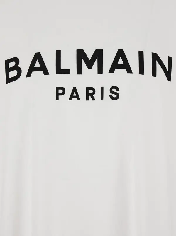 Balmain Crewneck T-shirt With Logo Lettering On The Front In Cotton - White