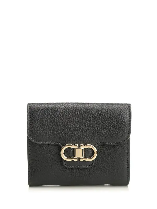 FERRAGAMO Gancini Compact Wallet - Black