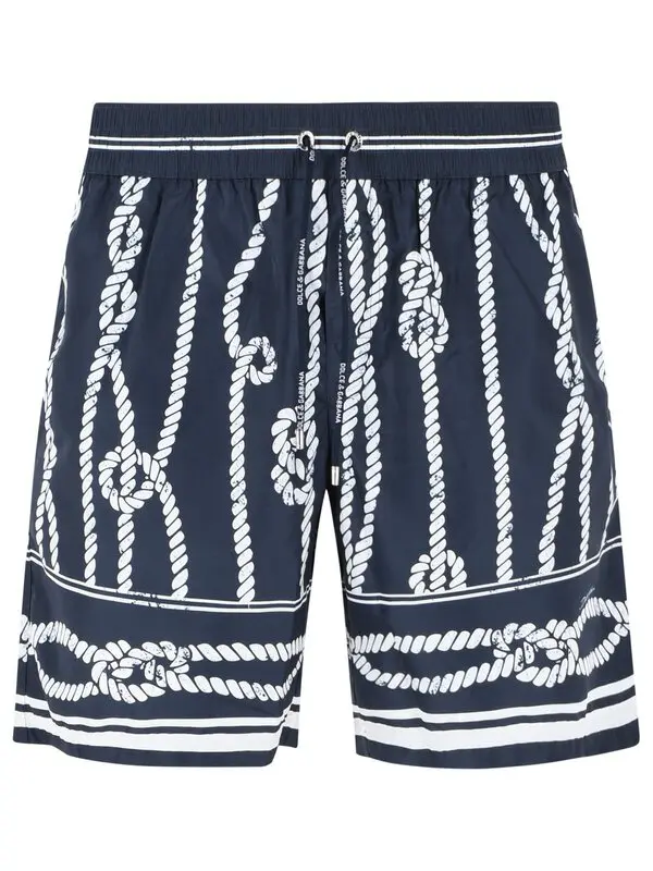 Dolce & Gabbana Corde' Navy Polyester Swimsuit