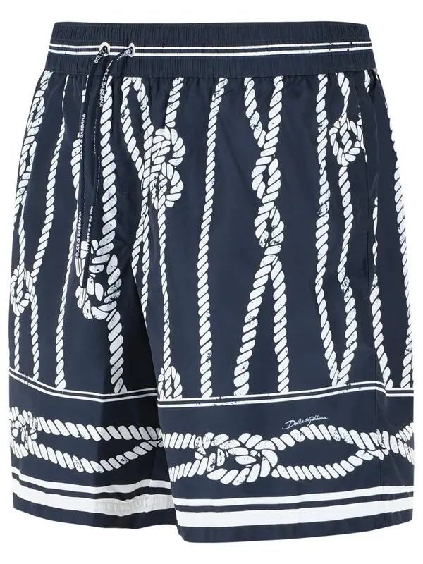 Dolce & Gabbana Corde' Navy Polyester Swimsuit