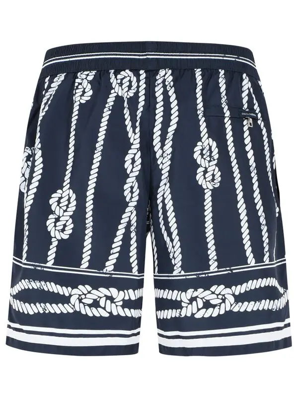 Dolce & Gabbana Corde' Navy Polyester Swimsuit