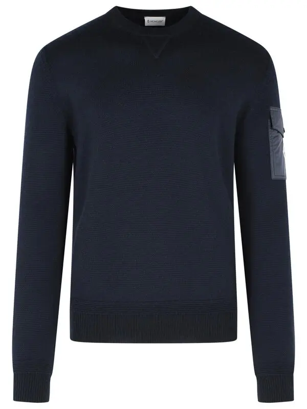 Moncler Tricot' Virgin Wool Sweatshirt - Blue