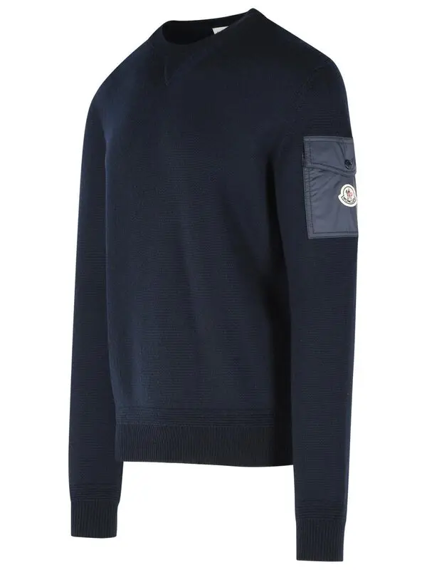Moncler Tricot' Virgin Wool Sweatshirt - Blue