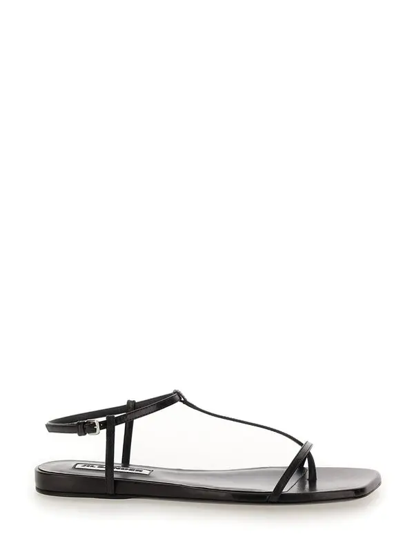 JIL SANDER Black Sandals With Ankle Buckle Closure In Leather - Multicolor