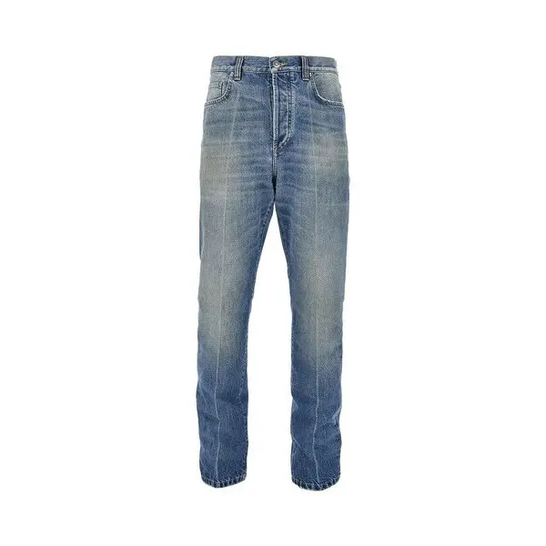 Versace Cotton Denim Jeans With Medusa Detail - Blue