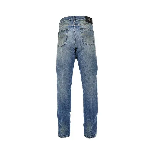 Versace Cotton Denim Jeans With Medusa Detail - Blue