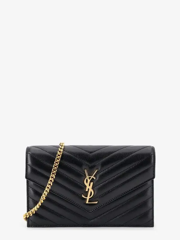 Saint Laurent Leather Crossbody Bag With Metal Cassandre Logo - Multicolor