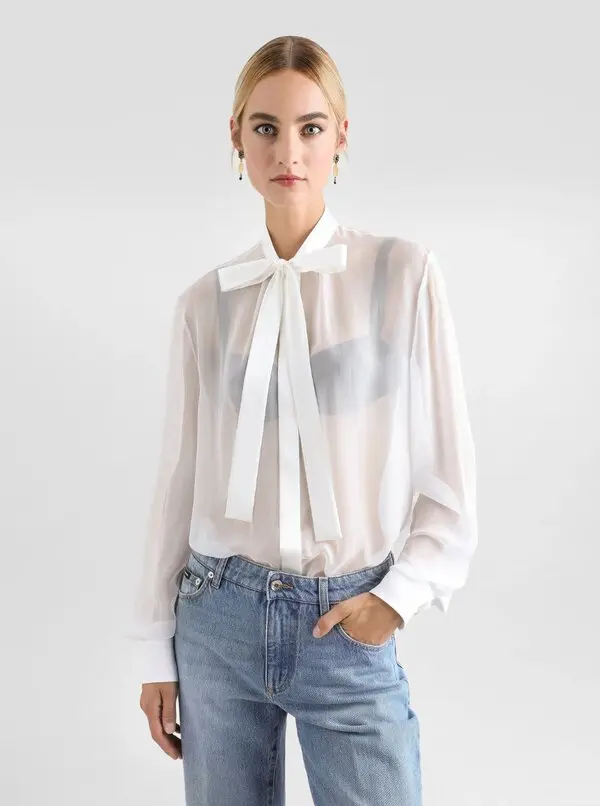 Dolce & Gabbana Silk Pussy-bow Shirt - Multicolor