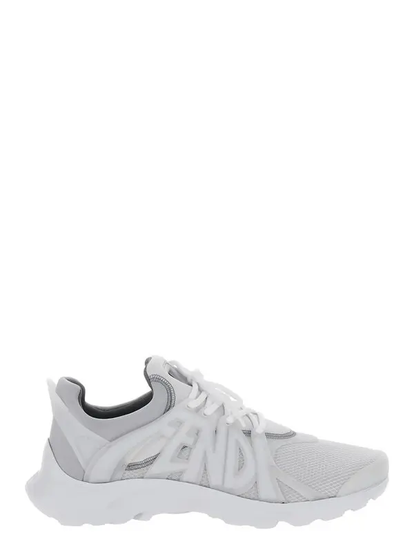 Fendi Tag' Grey Sneakers With Logo In Techno Mesh
