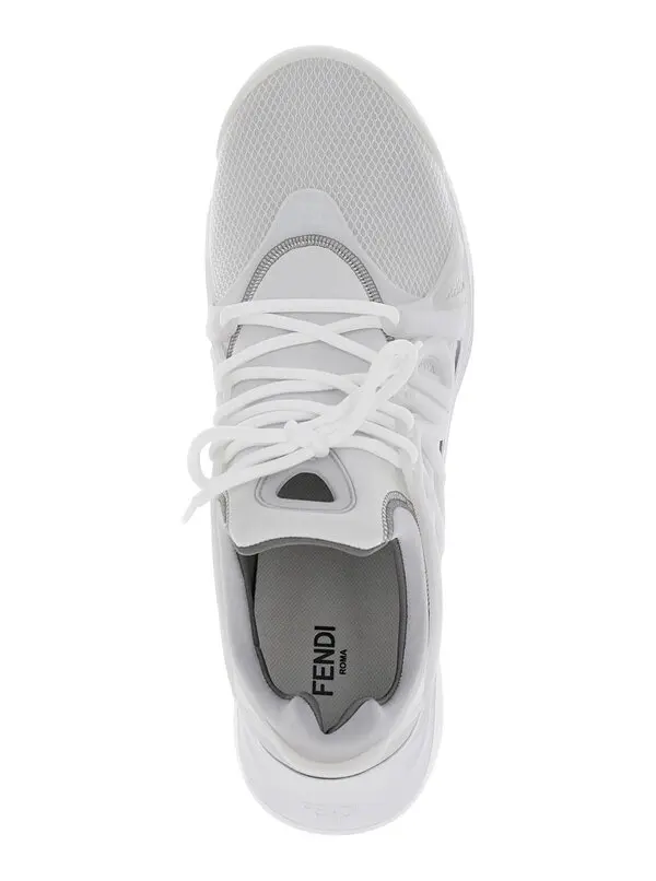 Fendi Tag' Grey Sneakers With Logo In Techno Mesh