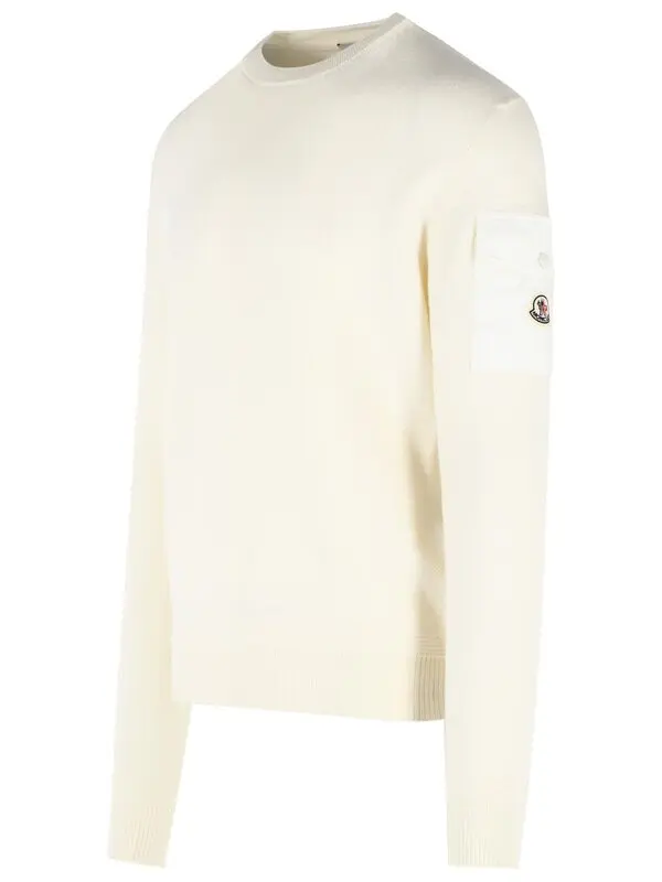 Moncler Tricot' Ivory Virgin Wool Sweatshirt