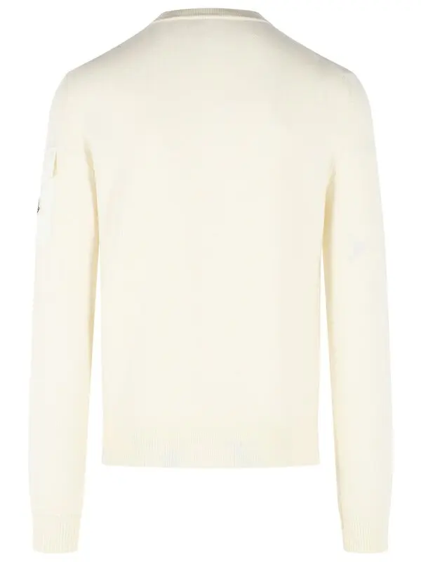 Moncler Tricot' Ivory Virgin Wool Sweatshirt