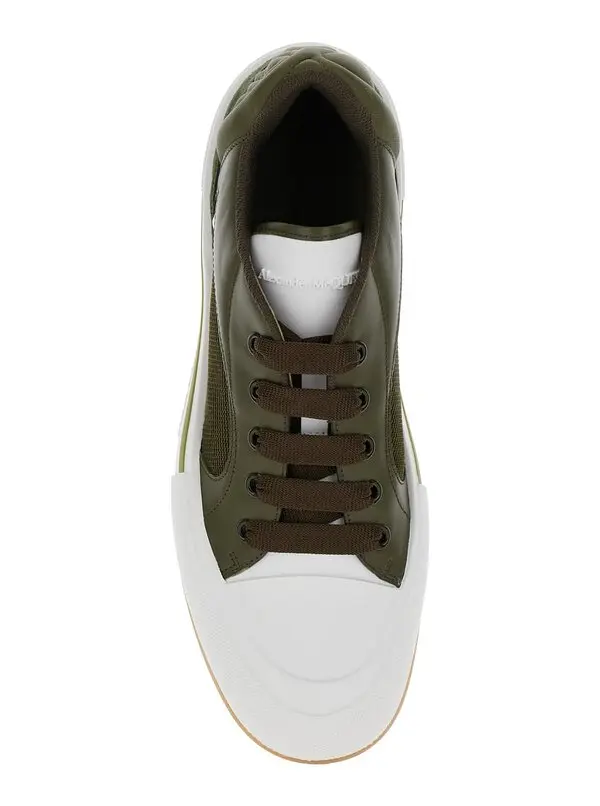 Alexander McQueen Cruis' Green Low Top Sneakers With Logo Detail In Leather And Fabric - Multicolor