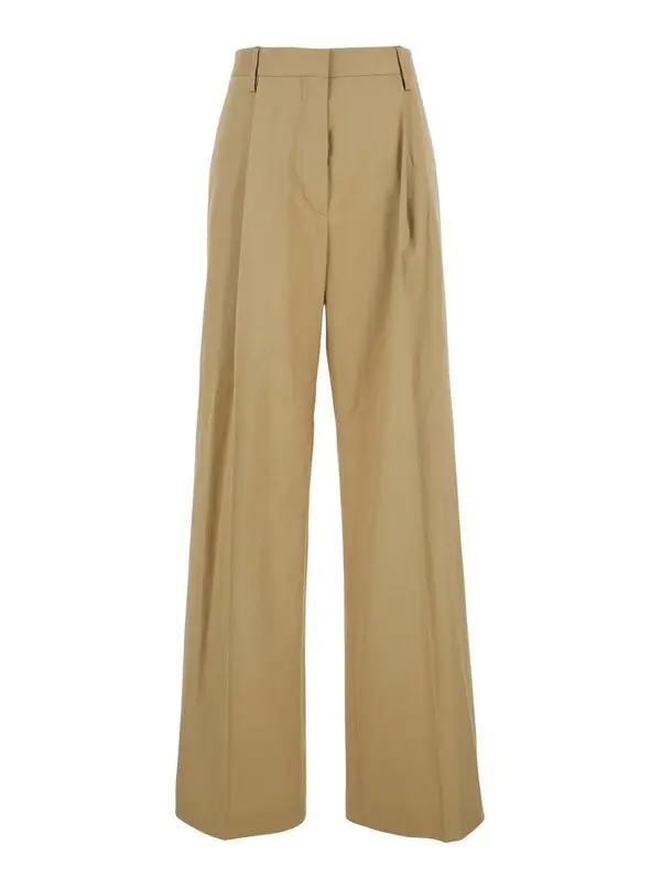 Dries Van Noten Beige Pants With Pleated Details In Fabric - Cream