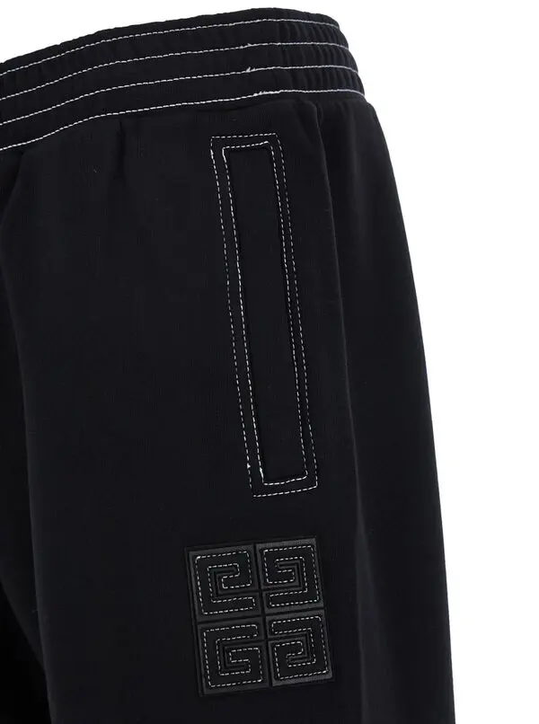 Givenchy Black Jogger Pants With 4g Embroidery In Cotton