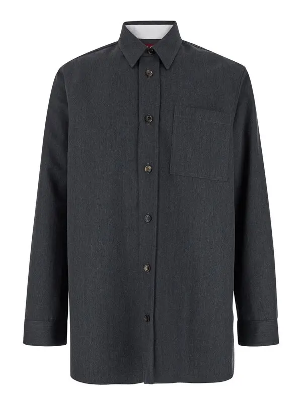 Gucci Grey Shirt With Pointed Collar In Wool