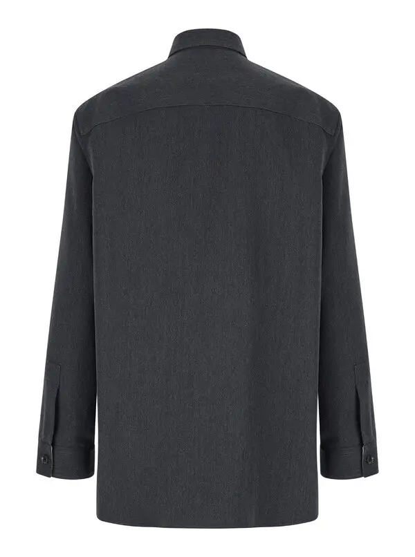 Gucci Grey Shirt With Pointed Collar In Wool