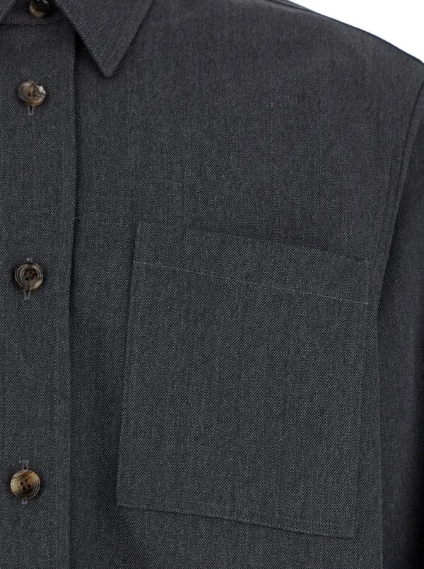 Gucci Grey Shirt With Pointed Collar In Wool