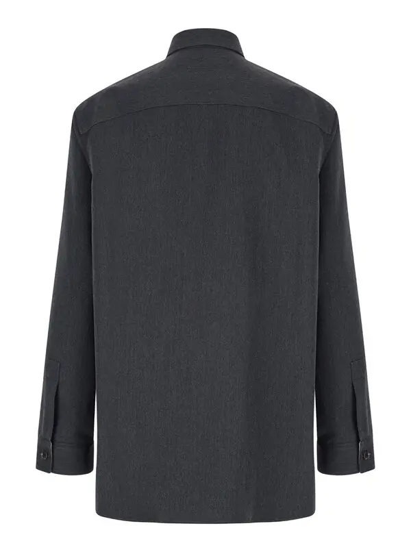 Gucci Grey Shirt With Pointed Collar In Wool - Multicolor