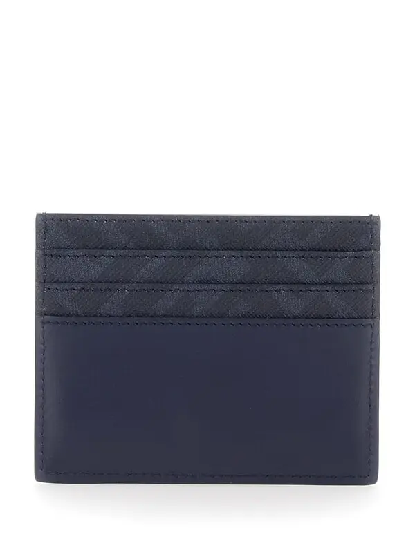 Fendi Blue Card Holder With Ff Plate On The Front In Leather