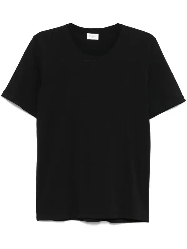 Saint Laurent Cassandre Embroidery Cotton T-shirt