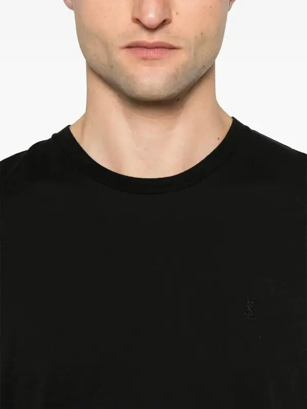 Saint Laurent Cassandre Embroidery Cotton T-shirt
