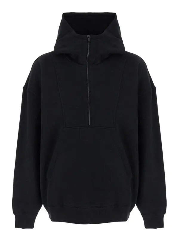 Saint Laurent Black Hoodie With Logo Lettering Embroidery In Cotton - Multicolor