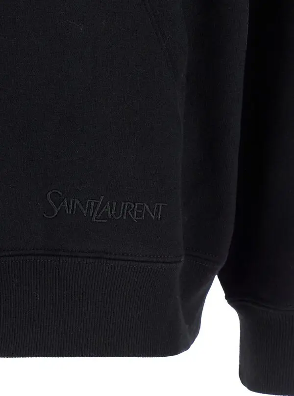 Saint Laurent Cotton Logo Embroidered Hoodie - Multicolor