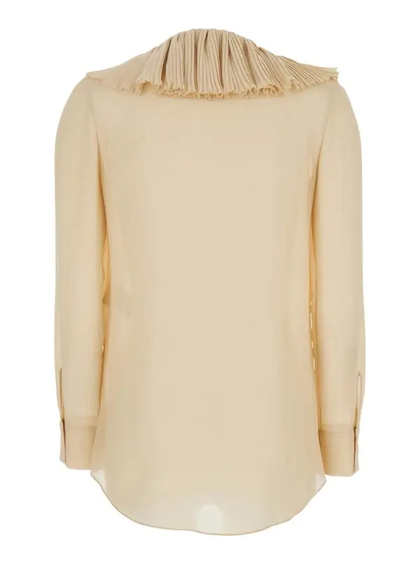 Saint Laurent Silk Ruffled V-neck Blouse - Multicolor