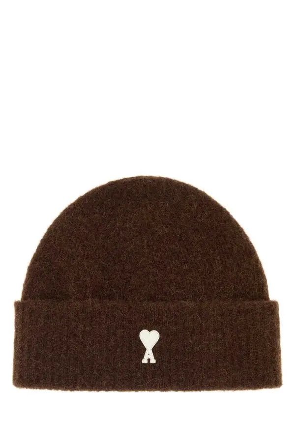 AMI Paris Chocolate Stretch Alpaca Blend Beanie