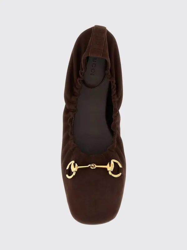 Gucci Prima Suede Ballet Flats With Horsebit Detail - Brown