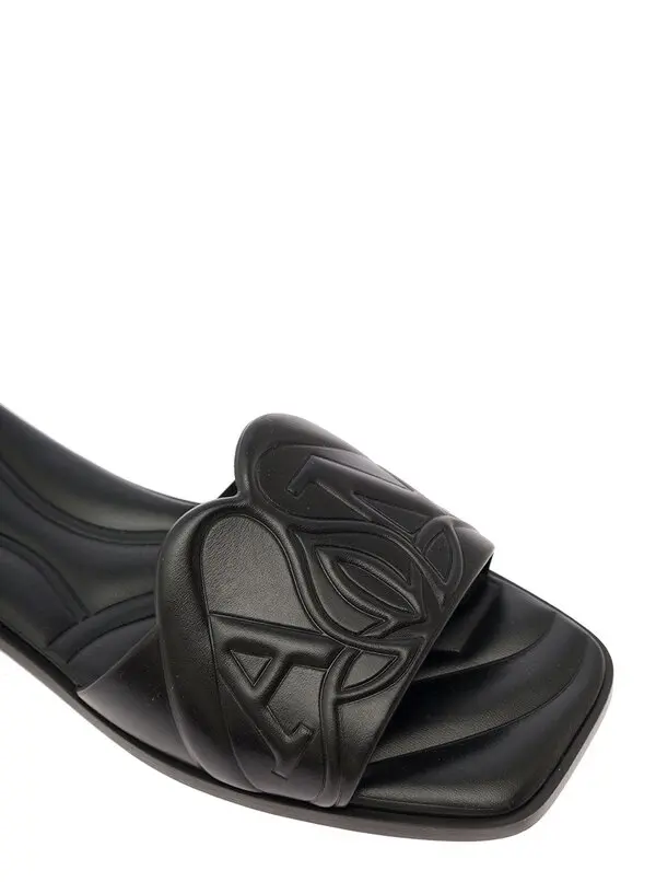 Alexander McQueen Quilted Leather Logo Sandals - Black