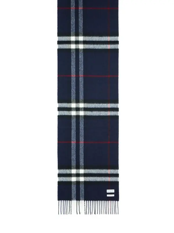 Burberry Mu Giant Check' Navy Cashmere Scarf