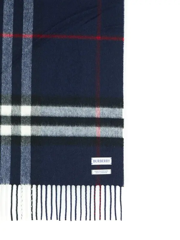 Burberry Mu Giant Check' Navy Cashmere Scarf