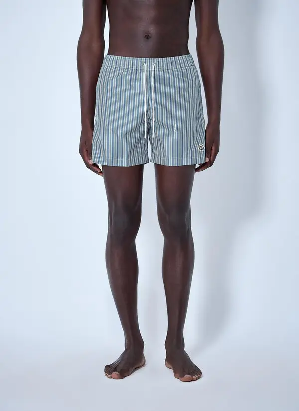 Moncler Striped Drawstring Swim Shorts - Blue