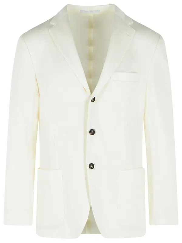Eleventy Blazer In Linen Blend - White