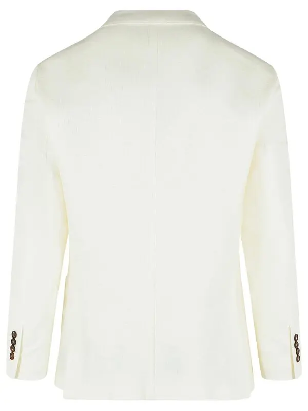 Eleventy Blazer In Linen Blend - White