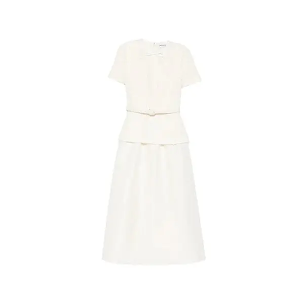 SELF-PORTRAIT Bouclé-knit Midi Dress - Cream
