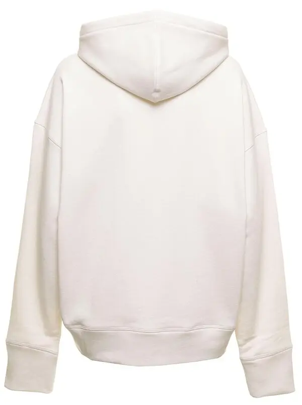 JIL SANDER Woman's White Cotton Hoodie With Logo Print - Multicolor