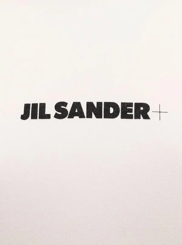 JIL SANDER Woman's White Cotton Hoodie With Logo Print - Multicolor